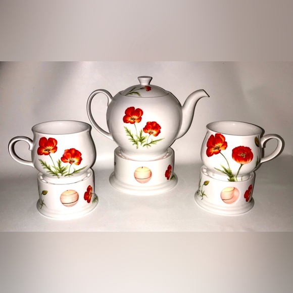 cha cult | Dining | 6 Piece Porcelain Poppy Flower Cha Cult Tea Set ...